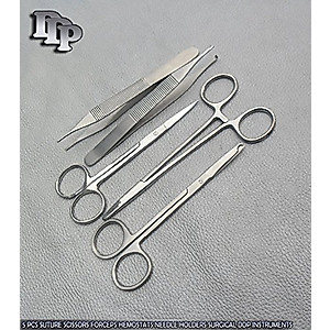 5 Pieces Scissors Forceps HEMOSTATS Needle Holders DDP Instruments