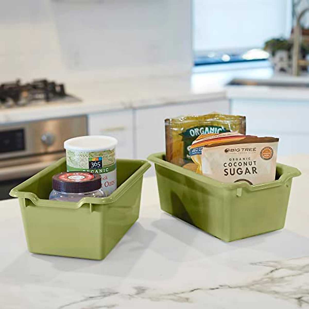 ECR4Kids Scoop Front Storage Bin, Multipurpose Organization, Fern Green, 5-Piece