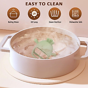 Socub Silicone Baby Teether Toy for Infants 3+ Months, BPA Free Anti-Drop Silicone Mitten Teething Toy for Soothing Sore Gums, Baby Chew Toys for Sucking Needs, Rose Pink