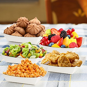 DEAYOU 250 Pack Small Paper Food Boats, 1 LB White Paper Food Tray, Disposable Paperboard Serving Basket for Nacho Fries, Greaseproof Fast Food Snack Holder Container for Party, Concession Stand