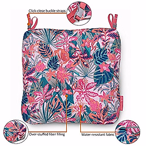 Classic Accessories for Vera Bradley Water-Resistant Patio Chair Cushions, 19 x 19 x 5 Inch, 2 Pack, Rain Forest Canopy Coral