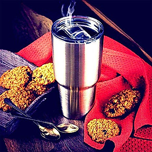 KUFUNG Tumbler Lids Spillproof 30 oz, Splash Resistant Lids for Tumbler/For Yeti and More Cooler Cup (Transparent Slide2, 30 OZ)