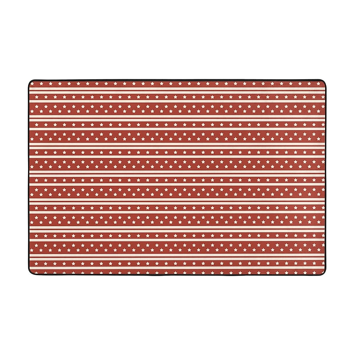 aHaBiKas Door Mat Outside Indoor Entrance, Patriotic Stars Stripes Red Front Porch Rug Washable Kitchen Rugs Non-Slip Shower Rugs Bathroom Mats Quick Dry, 36"x24"