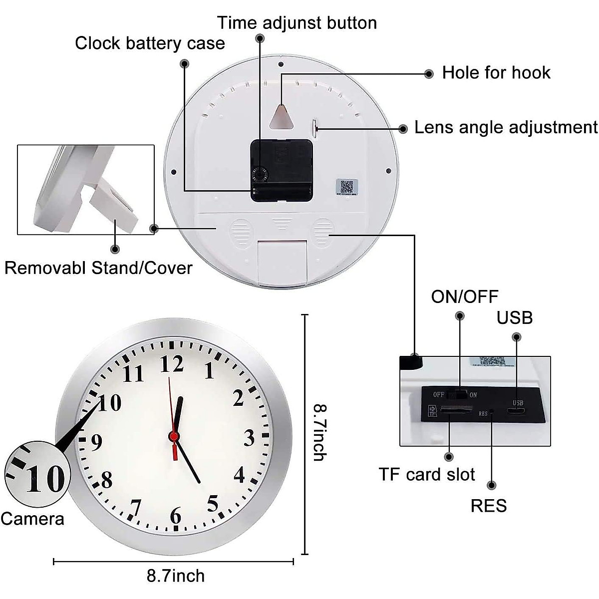 JLRKENG Hidden Spy Camera Wall Clock 1080P HD WiFi Clock Cameras Wireless Home Security Nanny Cam with Motion Detection Alarm Mini Video Recorder for Home and Office Surveillance, No Audio