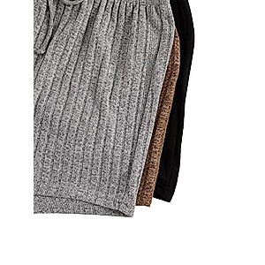 SOLY HUX Womens Pajamas Lounge Set 3 Sets Sleepwear Rib Knit Crop Tank Top and Shorts PJ Summer Outfits Multi S