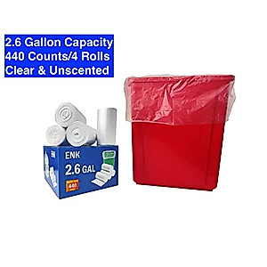 440 Counts 2.6 Gallon Trash Bags ENK Clear Small Trash Bags Bathroom Trash Bags Wastebasket Trash Bin Liners Small Garbage Bags for Home Kitchen and Office, fit 2-2.6 Gallon,10 Liter Trash Bins