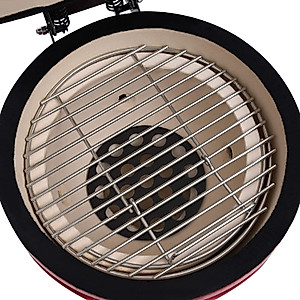 GaRcan 2-in-1 Kamado Barbecue Grill Smoker Ceramic 56 cm Red