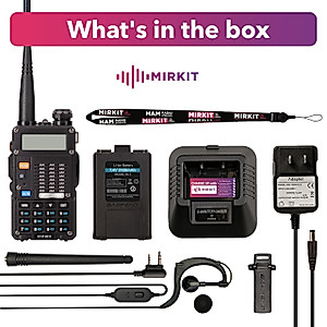 Mirkit Baofeng Radio UV-5R MK3X Legal Power Tri-Band Radio 2024 VHF/UHF 144-148/222-225/420-450 MHz - Walkie Talkie with 2100 mAh Li-ion Baofeng Battery, Neck Strap Lanyard Mirkit Ham Radio Operator
