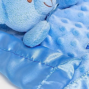 Personalized Baby Lovey with Custom Name - Soft and Snuggly Baby Security Blanket - Blue Teddy Bear Stuffed Animal Security Blankets for Babies 11" - Personalized Baby Gifts for Girl and Boy