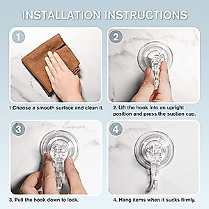 VIS'V Suction Cup Hooks, Small Clear Heavy Duty Vacuum Suction Cups with Hooks Removable Window Glass Door Suction Hangers Reusable Suction Cup Holders for Kitchen Bathroom Shower Wreath - 2 Pcs