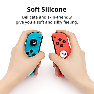 GeekShare 4PCS Cute Ghost Thumb Grip Caps,Halloween Soft Silicone Joystick Cover Compatible with Nintendo Switch/OLED/Switch Lite - Black&White