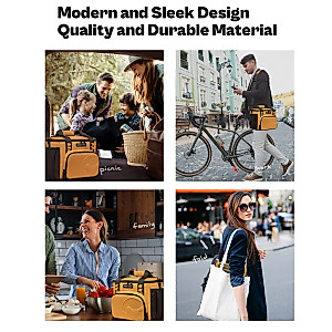 SUNNY BIRD 12L Large Insulated Lunch Bag, Leakproof and Foldable Lunch Cooler Box for Women Adult and Men, Fits 18 Cans (Ochre 01)