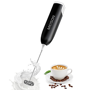 Milk Frother Handheld Foam Maker for Lattes, Whisk Drink Mixer for Coffee, Mini Foamer Blender and Electric Mixer Coffee Frother for Cappuccino, Frappe, Matcha, Hot Chocolate, No Stand - Black