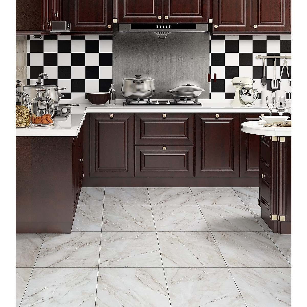 Livelynine Light Gray Peel and Stick Floor Tile Bathroom Peel and Stick Flooring Waterproof Stick on Floor Tiles Kitchen Vinyl Flooring Sheet Sticky Flooring Tiles Linoleum Laminate 12X12 Inch 4-Pack