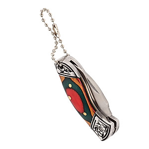 Folding Pocket Knife, Pocket Knife Wood Handle Proof Stainless Steel Blade for Paring (Red Yellow Green)