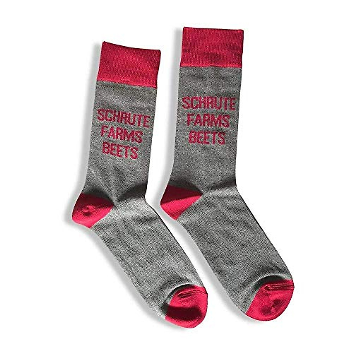 The Office Schrute Farms Beets Dwight Schrute Knit Dress Socks - Grey and Red - One Size Fits All