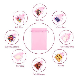 YHJZ 100PCS Organza Bags, 4x6 inches (10x15cm) Sheer Drawstring Gift Bags, Organza Jewelry Pouches, Jewelry Gift Bags, Packaging Bags for Party, Jewelry, Festival, Bathroom Soaps, Makeup Organza Favor Bags (Pink)