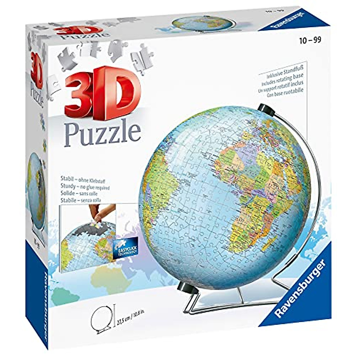 Ravensburger The Earth 540 Piece 3D Puzzle - Engaging Fun for Kids and Adults | Precision Fit with Easy Click Technology | Durable Displayable Model | Celebrating Over 130 Years of Quality
