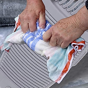 Cabilock Non- Slip Washboard Plastic Hand Washing Board Underwear Washboard Mini Laundry Wash Board Clothes Washing Tool for Home Household (17.3x9.4 inch, Grey)