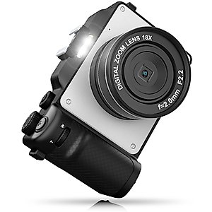 Vlogging Camera, 4K 48MP Digital Camera with WiFi, Free 32G TF Card & Hand Strap, Auto Focus & Anti-Shake, Built-in 7 Color Filters, Face Detect, 3'' IPS Screen, 140°Wide Angle, 18X Digital Zoom AA-20