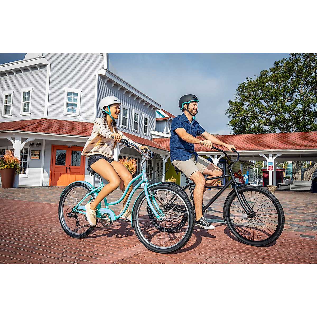 Schwinn Huron Beach Cruiser Bike for Adult, 7-Speed, Front and Rear Linear Pull Brake, 26-Inch Wheels, 17-Inch Step-Over Steel Frame, Full Front & Rear Fenders, Grey