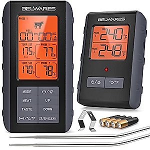 Wireless Meat Thermometer for Grilling & Smoking - Digital BBQ Thermometer with 490ft Remote Range