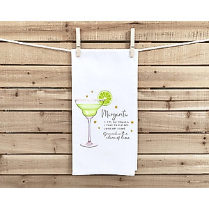 Margarita Recipe Kitchen Towel with Hanging Loop - 100% Cotton Flour Sack Hand Towels - Cocktail Bar Decor - Housewarming Hostess Birthday Christmas Thanksgiving Mother's Day Gift