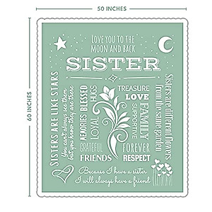 FILO ESTILO Sister Blankets from Sister Birthday Gifts from Sister, from Big, Little, Twin or Older Sister, Love You Sister Sentimental Gift for Sister from Sister 60x50 Inches (Sage Green, Sherpa)