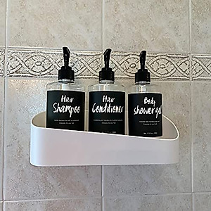 Cedilis 4 Pack Shower Caddy Shelf, Adhesive Bathroom Shower Shelf Organizer, No Drilling Wall Mounted Plastic Shampoo Holder Organizer, Great for Shower Room Bathroom Kitchen, White