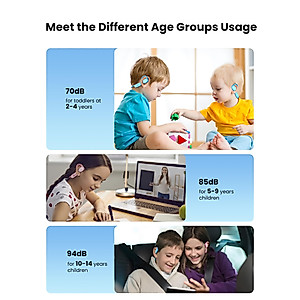 Hinersound Kids Bluetooth Headphones Open Ear Air Conduction,70/85/94dB Volume Control Ultra-Light Wireless Sport Kids Earbuds for Children Travel/Running/Cycling