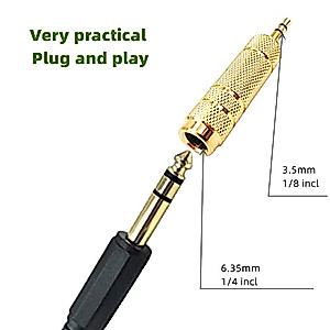 Sam&Johnny Stereo Audio Adapter 1/4 Inch(6.35mm) Female to 1/8 Inch(3.5mm) Male Stereo Headphone Adapter TRS Adapter for Aux Adapter, Guitar, Headphone, Amplifier(5-Pack)