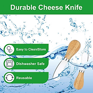 10 Pcs Cheese Spreader Knives, Mini Butter Knife Spreader with Wooden Handle, Stainless Steel Cheese Knife Set for Charcuterie Board, Sandwich, Appetizers, Cocktail Spreading Knife
