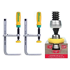 MICROJIG GRR-RIPPER DVC-538K2 Match Fit Dovetail Clamps, Yellow/Green
