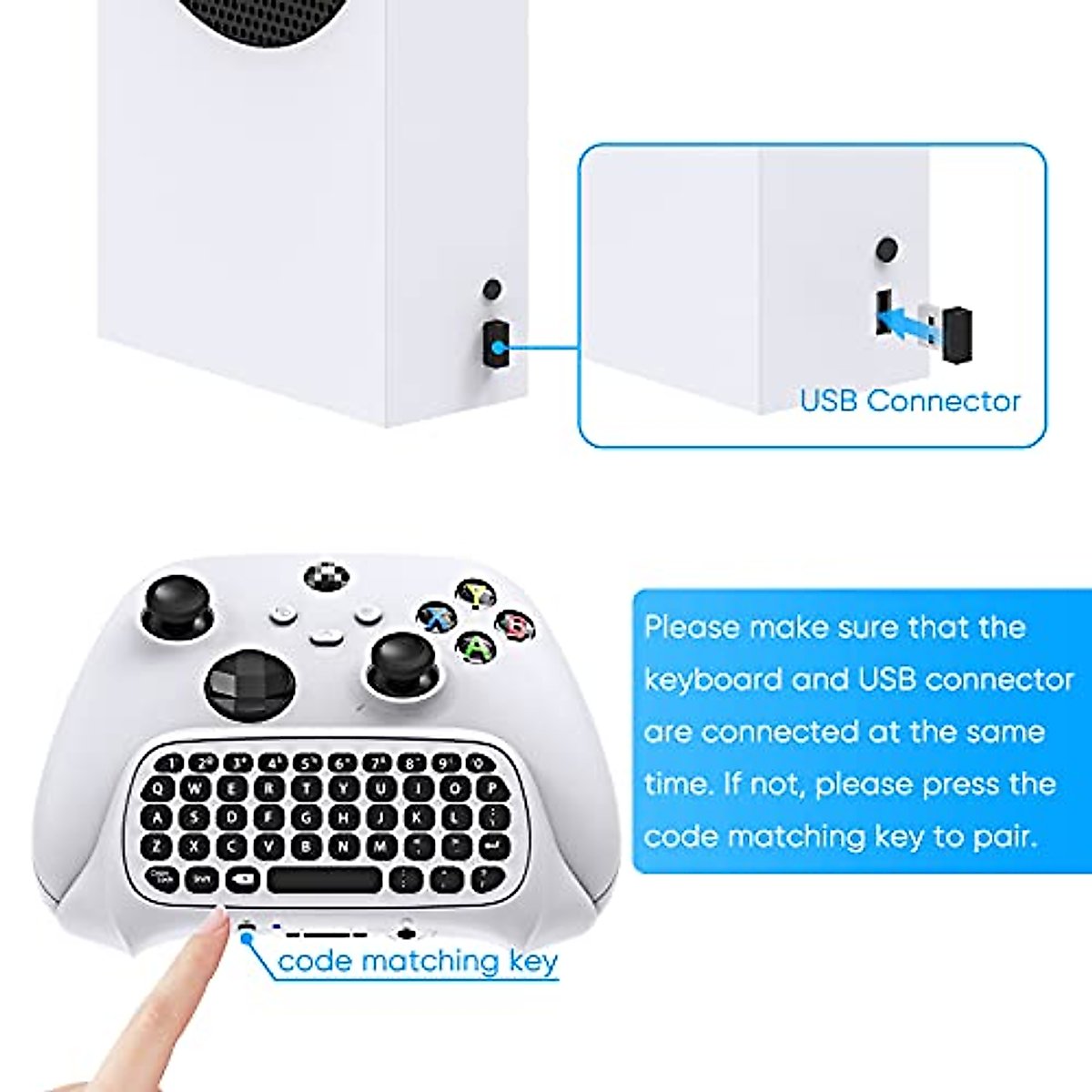 MENEEA Controller Keyboard for Xbox Series X/Series S/One/S/Controller, Mini Game Chatpad Keypad with Audio/3.5mm Headset Jack & 2.4Ghz Receiver Accessories for for Xbox Series X/S Game Controller