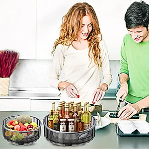 UNIFULL 2 Pack Clear Lazy Susan Turntable Organizer (11.7 Inch & 9"), Plastic Rotating Tray Home Edit Lazy Susan Spice Rack Cabinet Organizer for Pantry Countertop Kitchen Fridge Bathroom