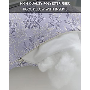 Recliner Head Pillow Ledge Loungers Chair Pillows with Insert Flower Spring Simple Hand Painted Plant Lavender Purple Lumbar Pillow with Adjustable Strap Patio Garden Cushion for Bench Couch, 2 PCS