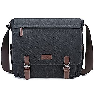Sunborls Messenger Bag for Mens Retro Canvas Laptop Bag Women 15.6in Briefcases Rugged Satchel Shoulder Bag