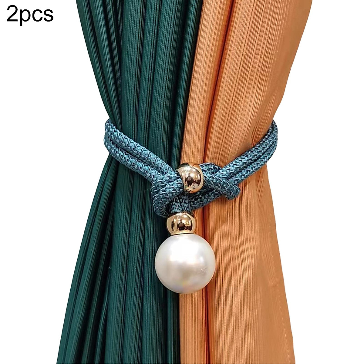 UTUT Curtain Holdback 2Pcs Practical Magnetic Closure Magnetic Pearl Bead Curtain Tie Back Dark Blue