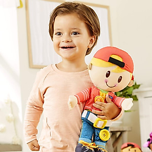 Playskool Dressy Kids Doll with Blonde Hair and Hat, Activity Plush Toy with Zipper, Shoelace, Button, for Kids Ages 2 and Up (Amazon Exclusive)