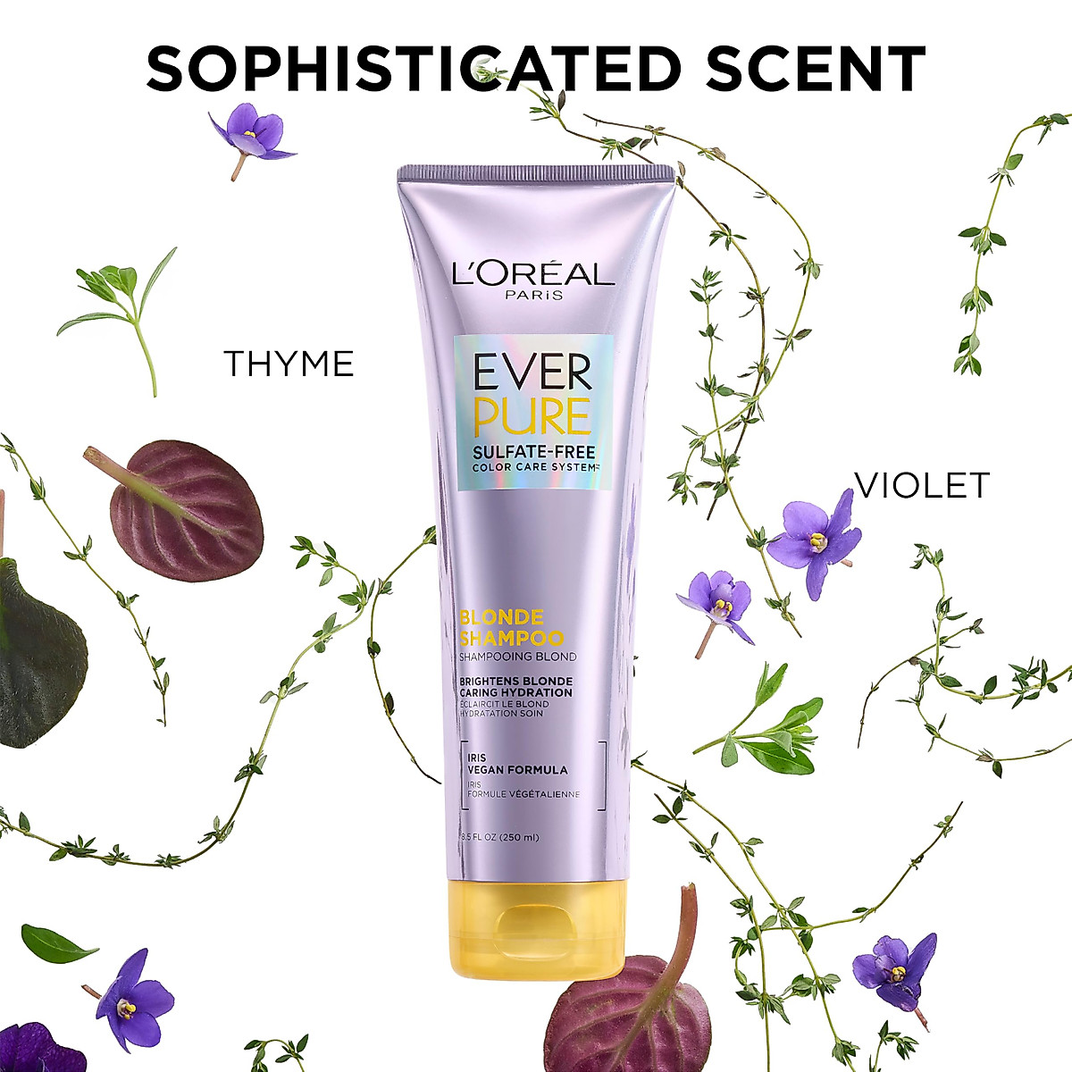 L'Oreal Paris Blonde Sulfate Free Shampoo for Color-Treated Hair, Neutralizes Brass + Balances, EverPure, 8.5 Fl Oz (Packaging May Vary)