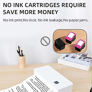Fockety Inkless Portable Printer, A4 Thermal Inkless Printer Portable Thermal Printer Borderless Photo Printing Inkless Mobile Printer for Travel Home Office Car