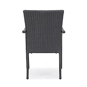 Christopher Knight Home Corsica Outdoor Wicker Dining Chairs with Cushions, 2-Pcs Set, Grey