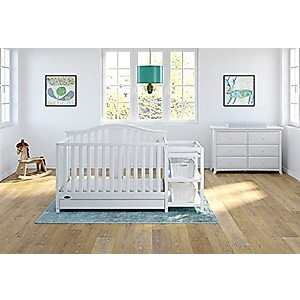 Graco Solano 4-in-1 Convertible Crib and Changer with Drawer (White) – Crib and Changing Table Combo with Drawer, Includes Changing Pad, Converts to Toddler Bed, Daybed and Full-Size Bed