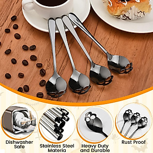 12 Pack Halloween Skull Teaspoons, 6-inch Black Gothic Skull Spoons, Stainless Steel Skull Coffee,Tea, Sugar Stirring Spoon for Halloween Coffee Bar Decor Sugar Dessert Spoons for Kitchen Accessories