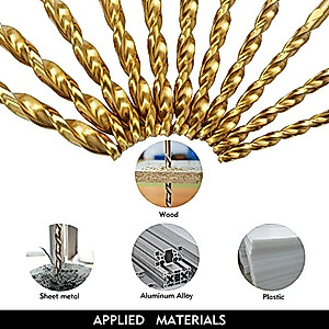 BeHappy Titanium Twist Drill Bit Set, 21Pcs M35 High Speed Steel Jobber Drill Bit Set, Cobalt Drill Bit Set for Stainless Steel, Hardened Metal, Cast Iron,Wood,Plastic, Rose Storage Case, 1/16"-3/8"