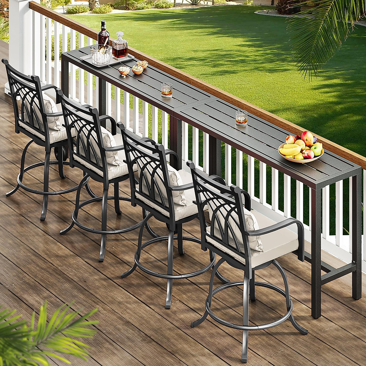 YITAHOME Outdoor Bar Table, 39" Outdoor Patio Bar Table, Weatherproof & Sturdy Bar Height Table for Balcony, Garden, Yard, Poolside, Silver