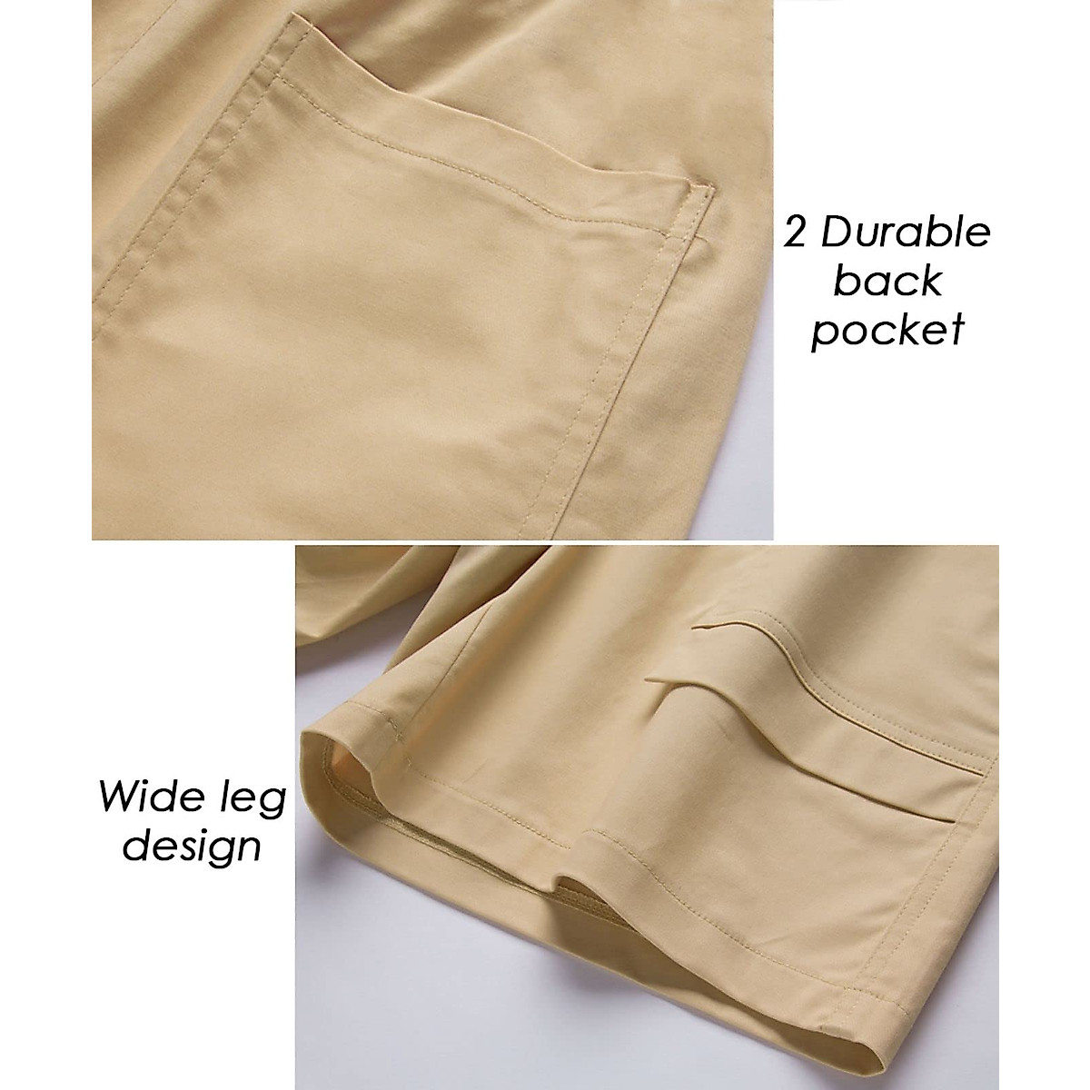 XinYangNi Womens Elastic Waist Drawstring Comfy Cotton Loose Fit Bermuda Multi Pockets Wid Leg Shorts Army Green US 2XL