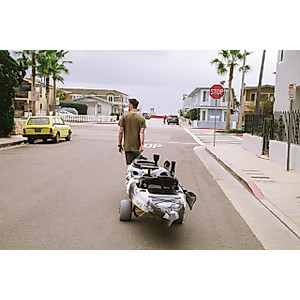 Suspenz Kayak Canoe Trailer Cart, Heavy Duty Deep-V Beach Trolley with Balloon Wheels for Sand Transport (22-7705), Yellow