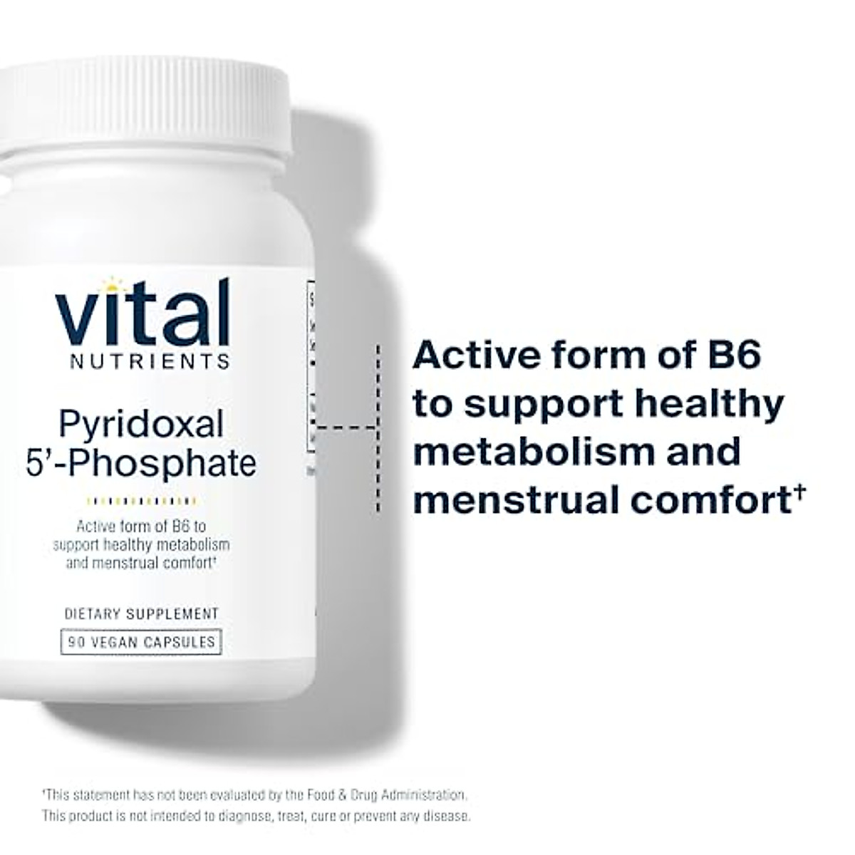 Vital Nutrients Pyridoxal-5 Phosphate | Activated Vitamin B6 | Methylated B6 for Metabolism, PMS, and Menstrual Support* | High-Potency P5P Supplement | Gluten, Dairy, Soy Free | 90 Capsules