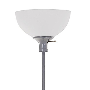 Catalina 20641-000 Traditional 3-Way Metal Torchiere Floor Lamp with White Plastic Shade, Silver Classic
